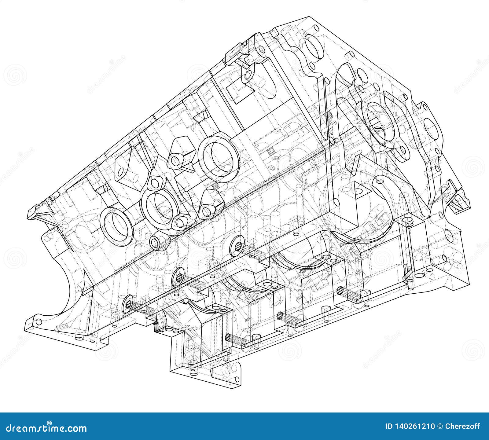 Engine Block Sketch. Vector Rendering of 3d Stock Vector - Illustration ...