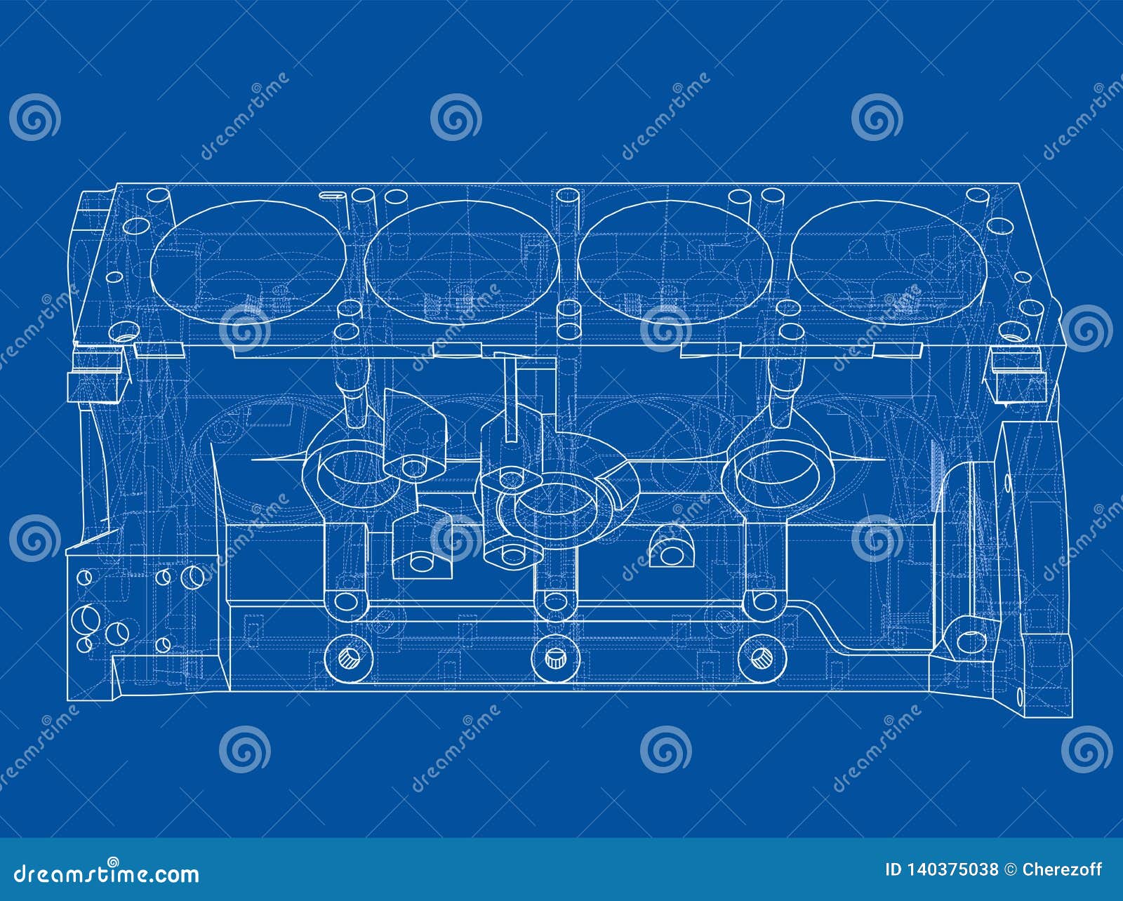 Engine Block Sketch. Vector Rendering of 3d Stock Vector - Illustration ...