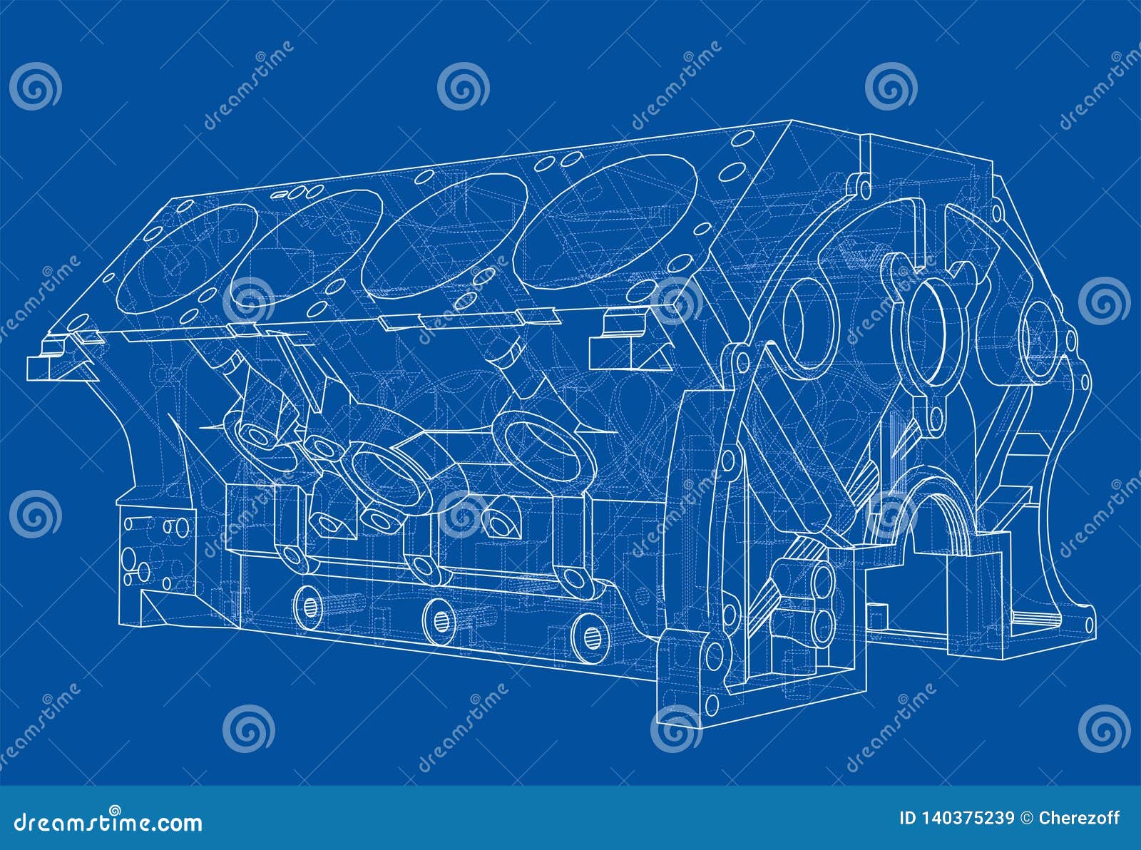 Engine Block Sketch. Vector Rendering of 3d Stock Vector - Illustration ...