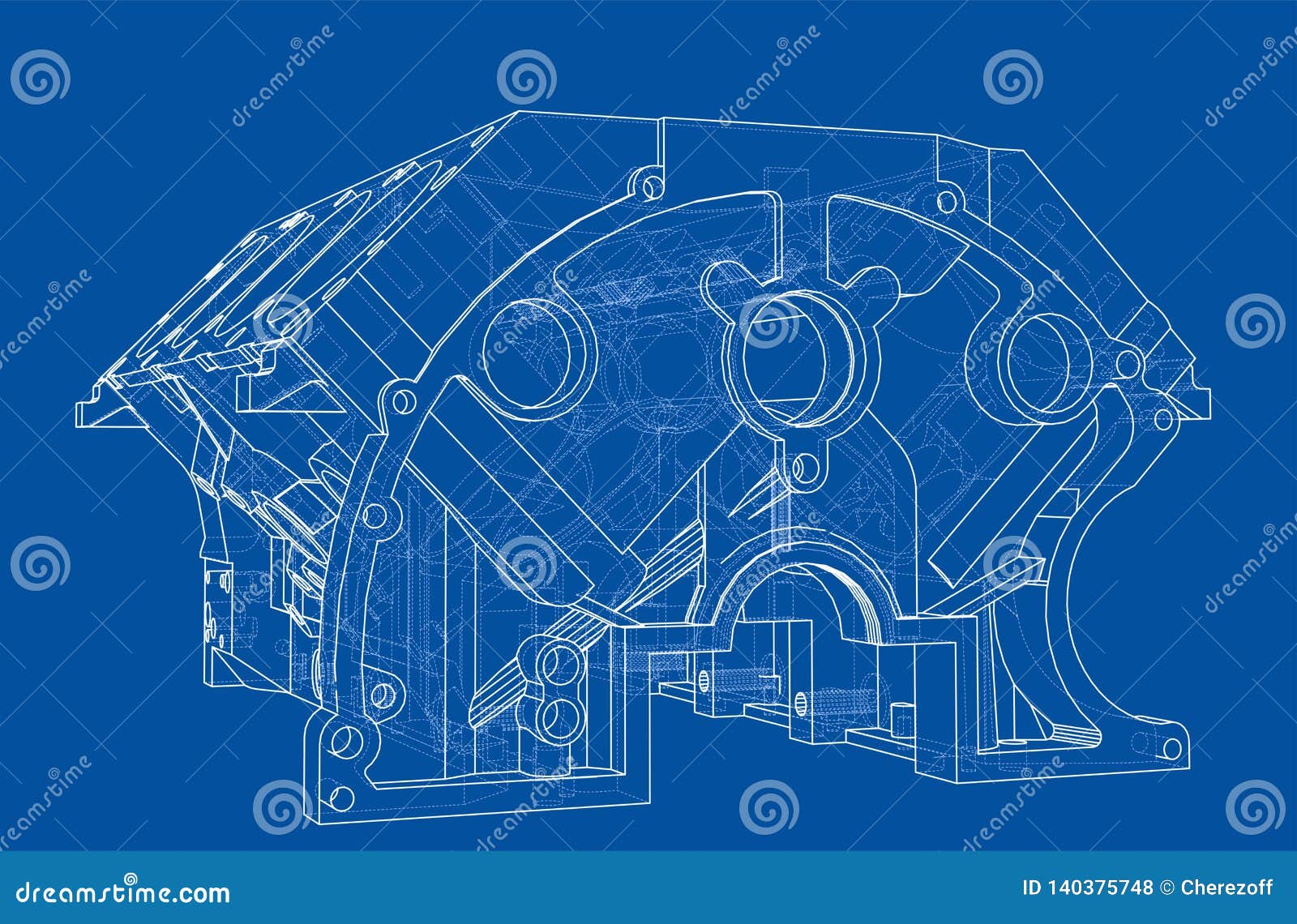 Engine Block Sketch. Vector Rendering of 3d Stock Vector - Illustration ...