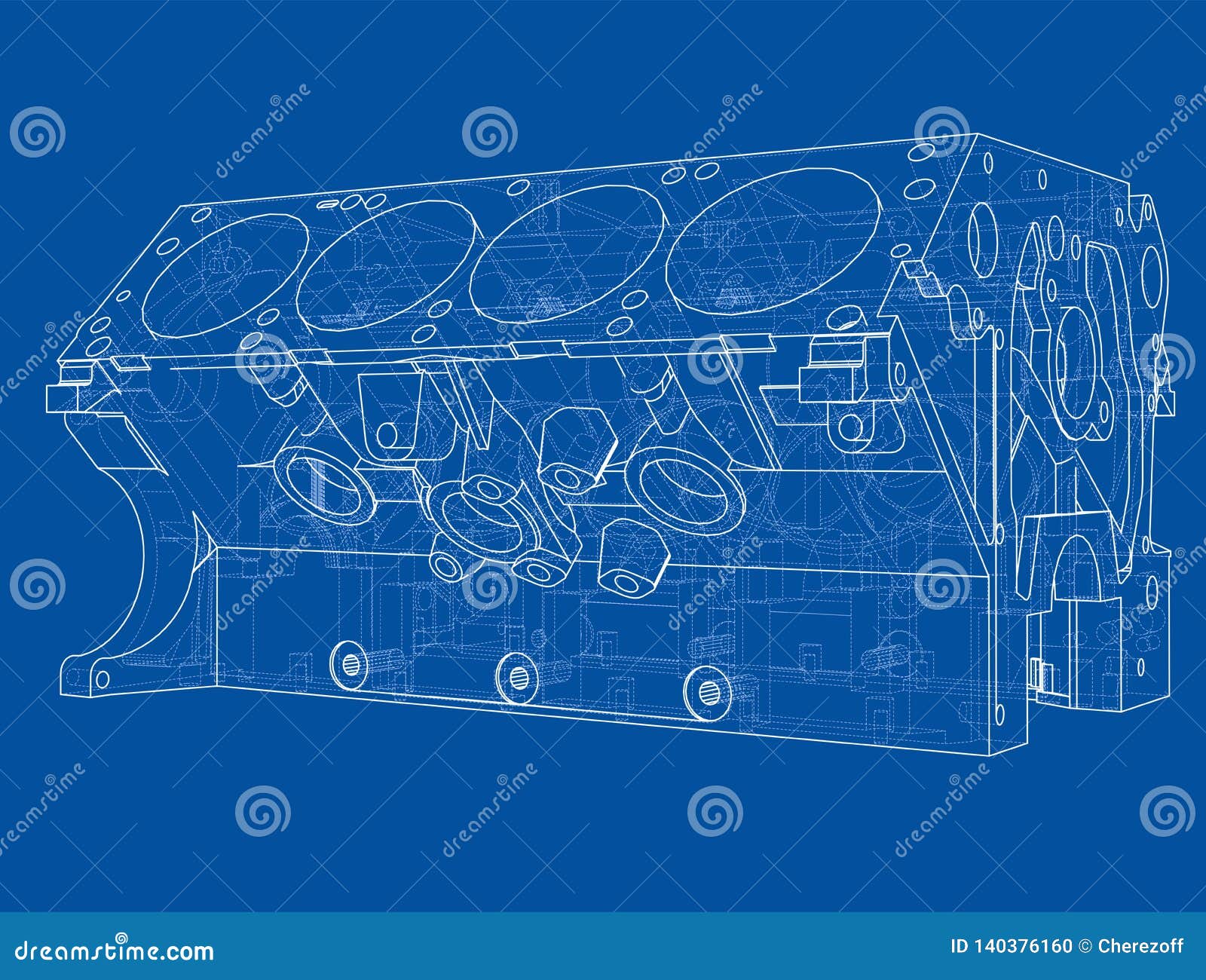 Engine Block Sketch. Vector Rendering of 3d Stock Vector - Illustration ...