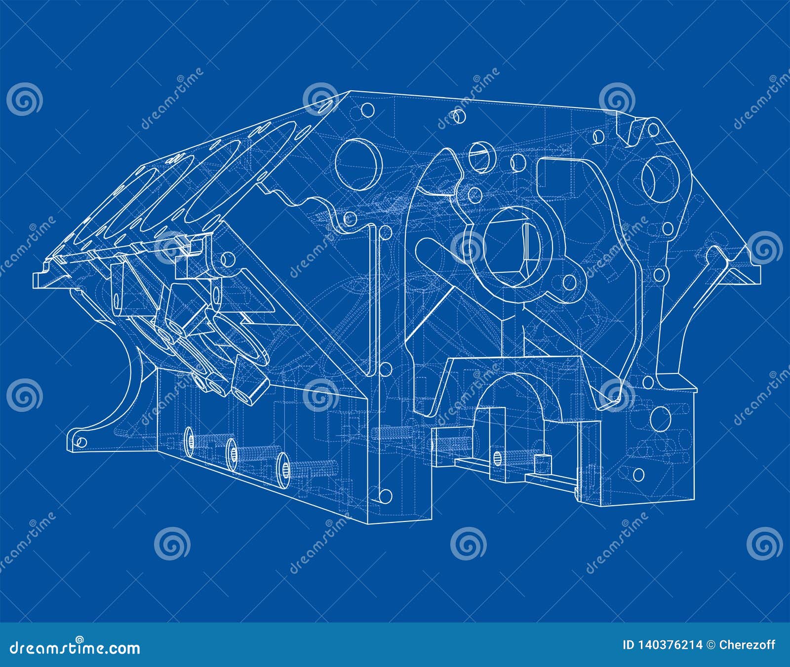 Engine Block Sketch. Vector Rendering of 3d Stock Vector - Illustration ...