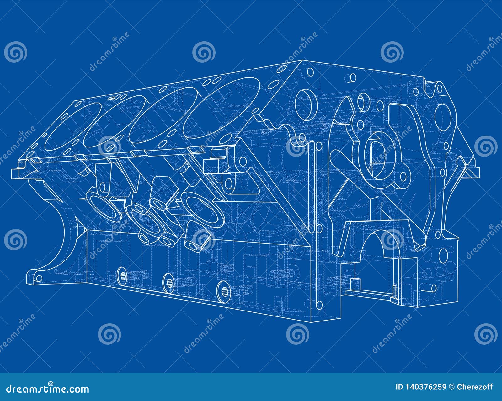 Engine Block Sketch. Vector Rendering of 3d Stock Vector - Illustration ...