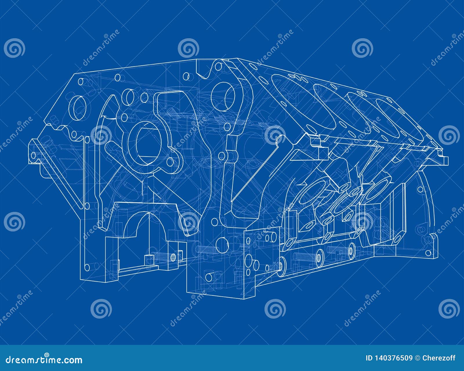Engine Block Sketch. Vector Rendering of 3d Stock Vector - Illustration ...