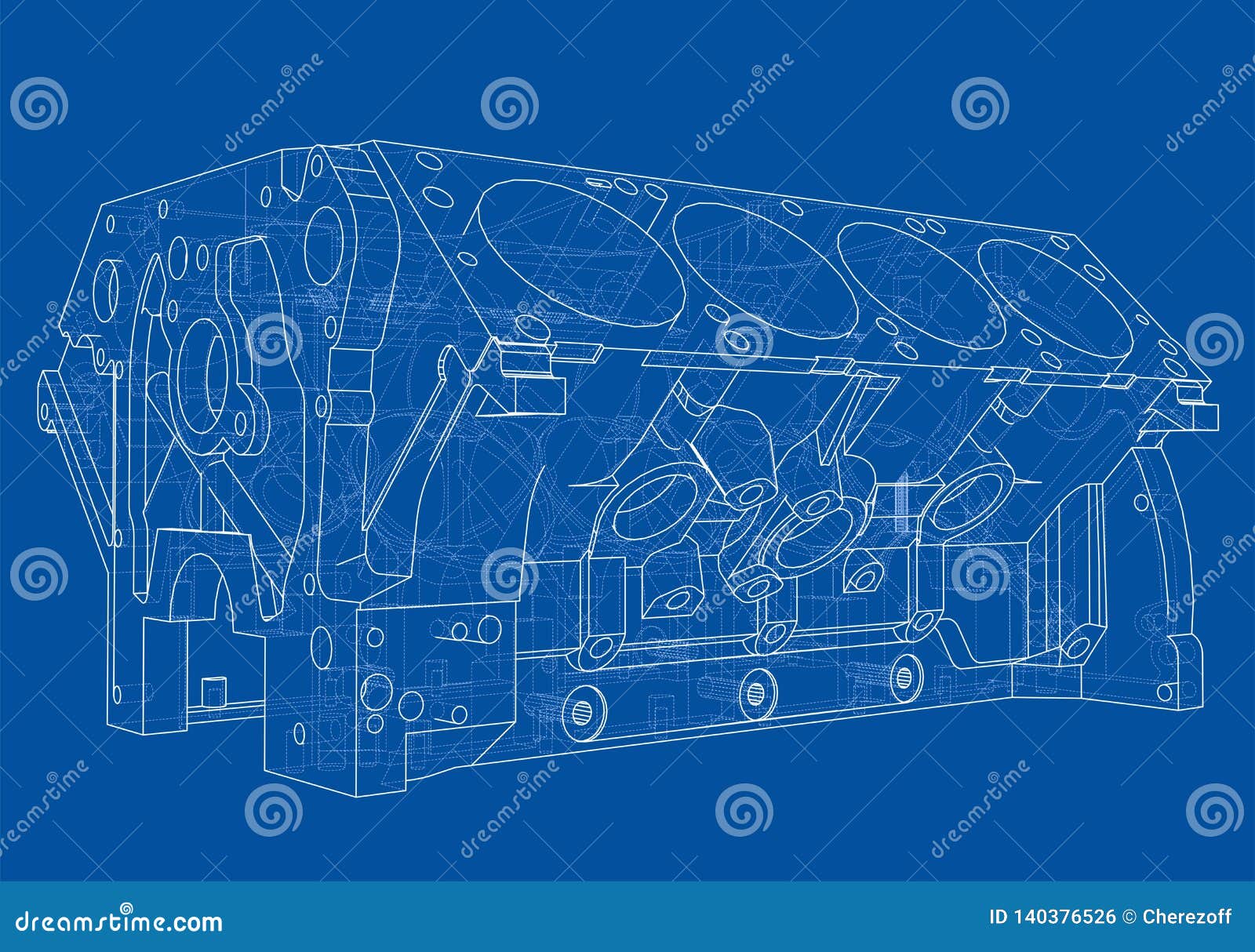 Engine Block Sketch. Vector Rendering of 3d Stock Vector - Illustration ...