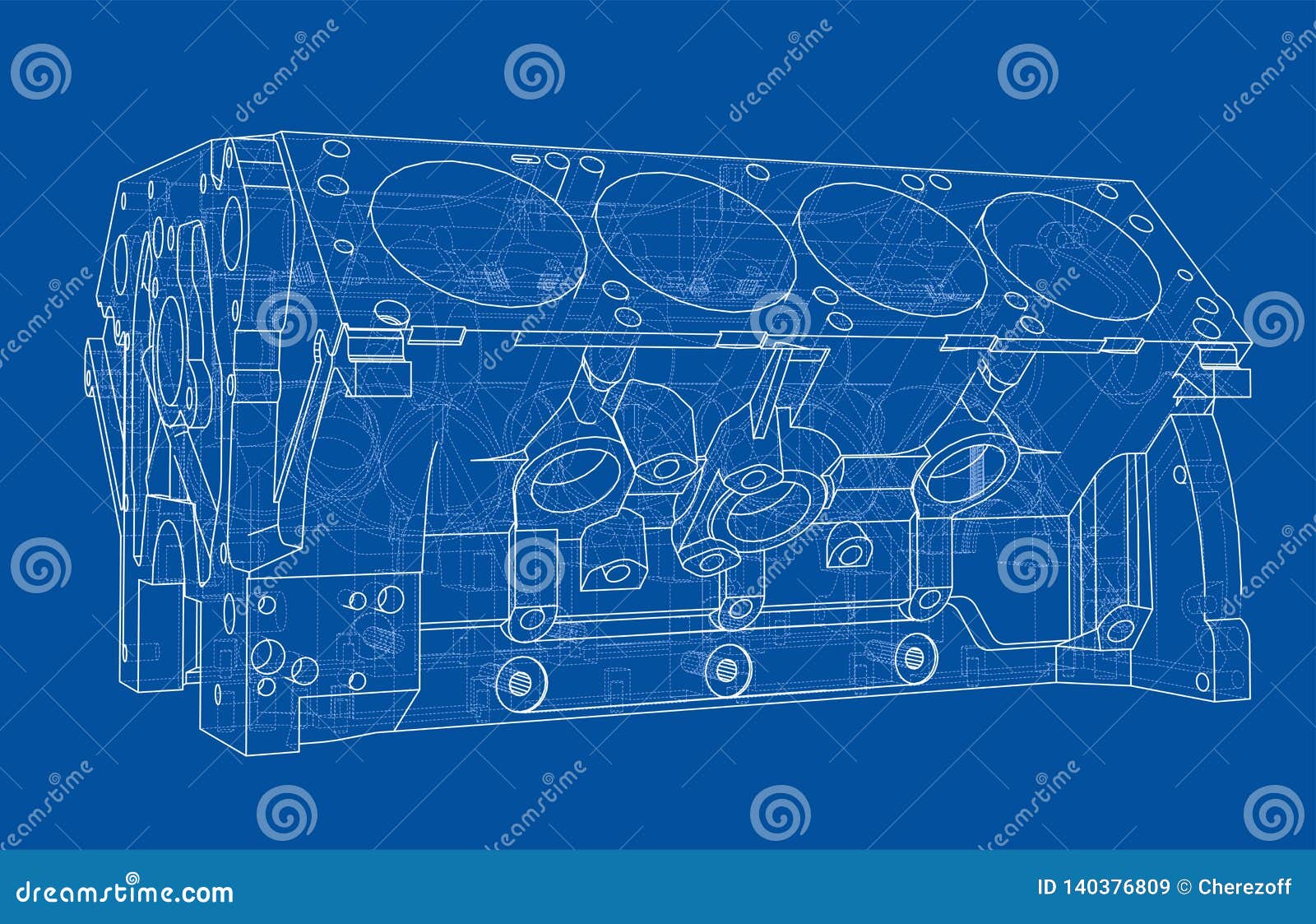Engine Block Sketch. Vector Rendering of 3d Stock Vector - Illustration ...
