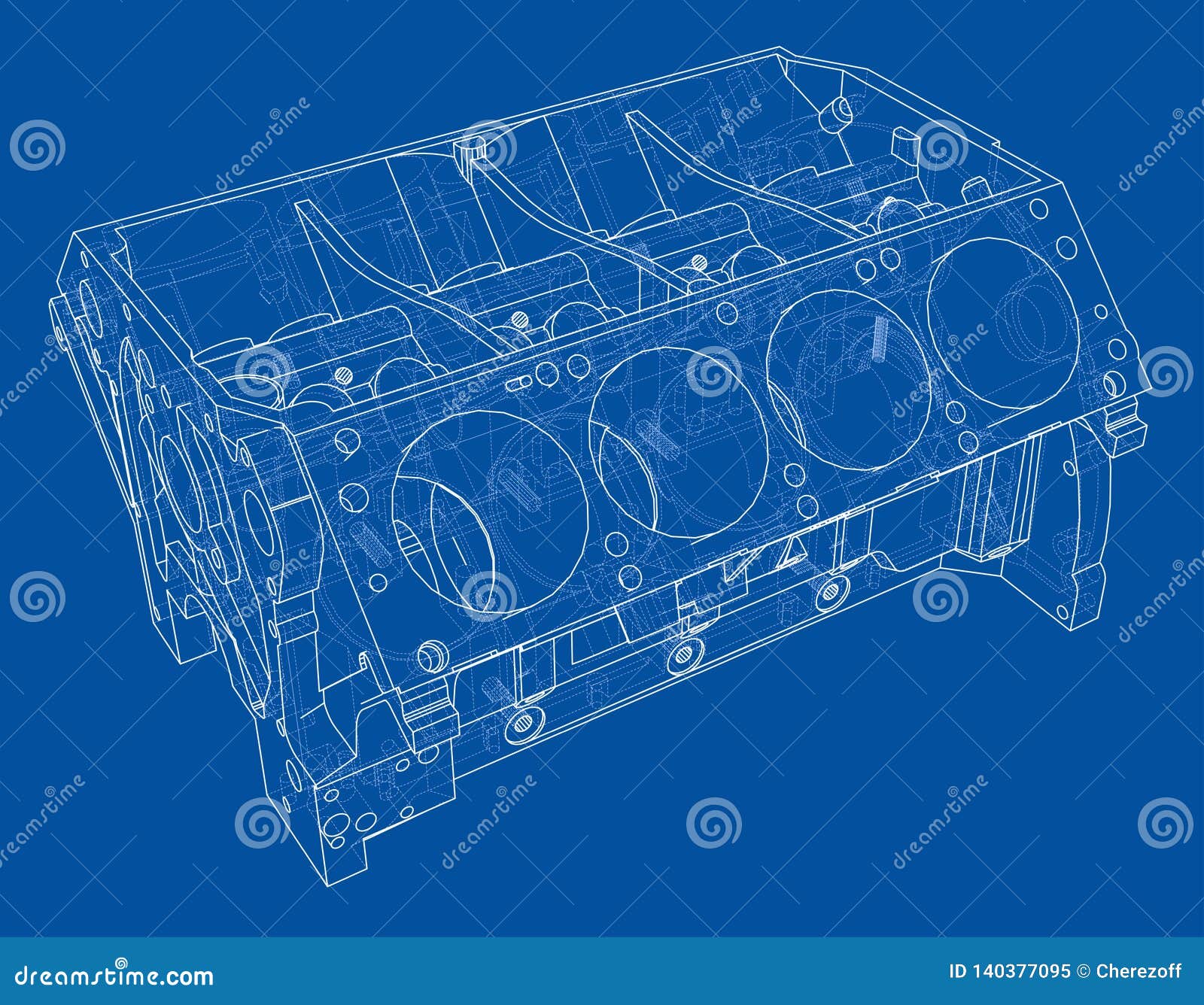 Engine Block Sketch. Vector Rendering of 3d Stock Vector - Illustration ...