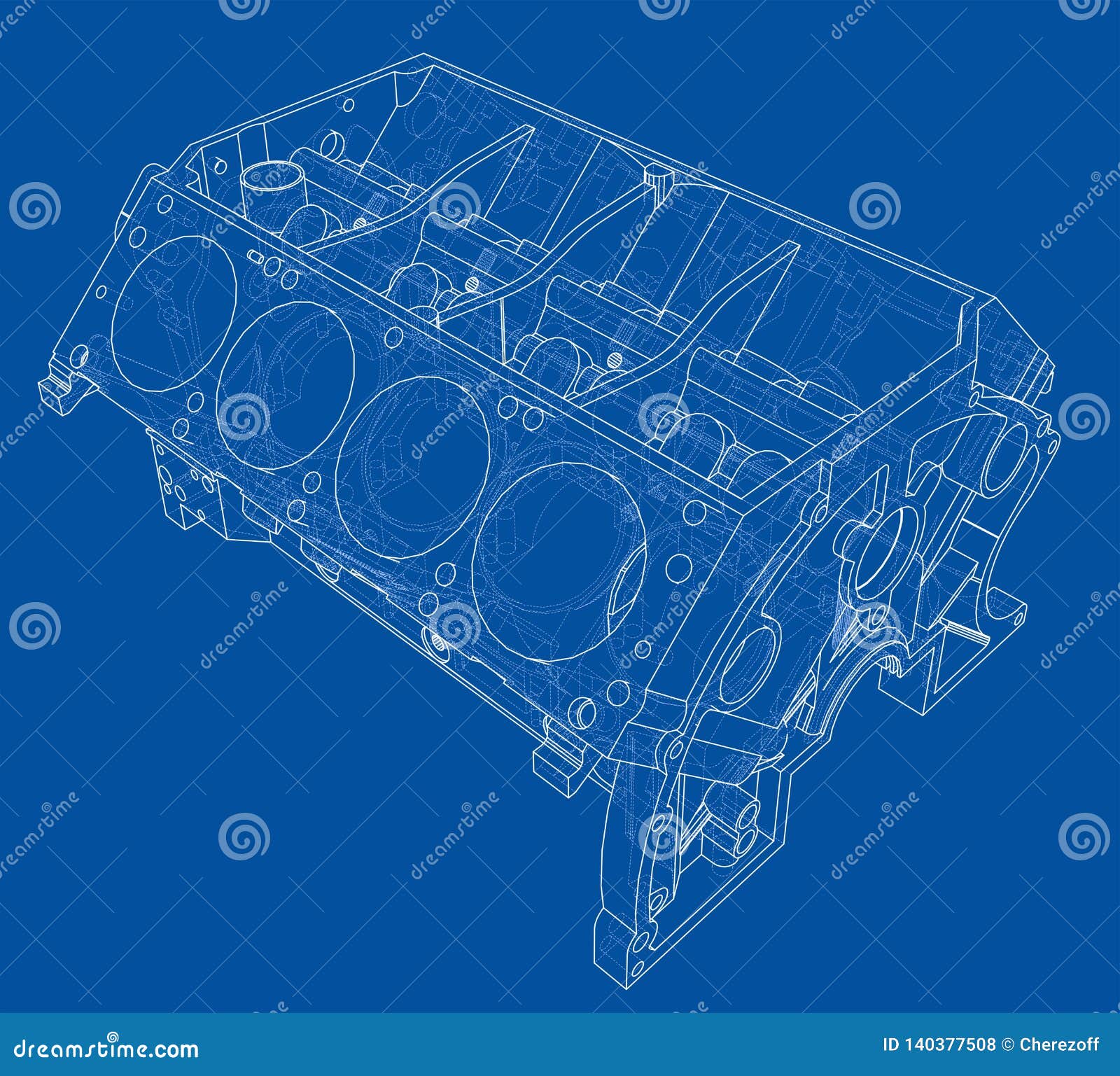 Engine Block Sketch. Vector Rendering of 3d Stock Vector - Illustration ...