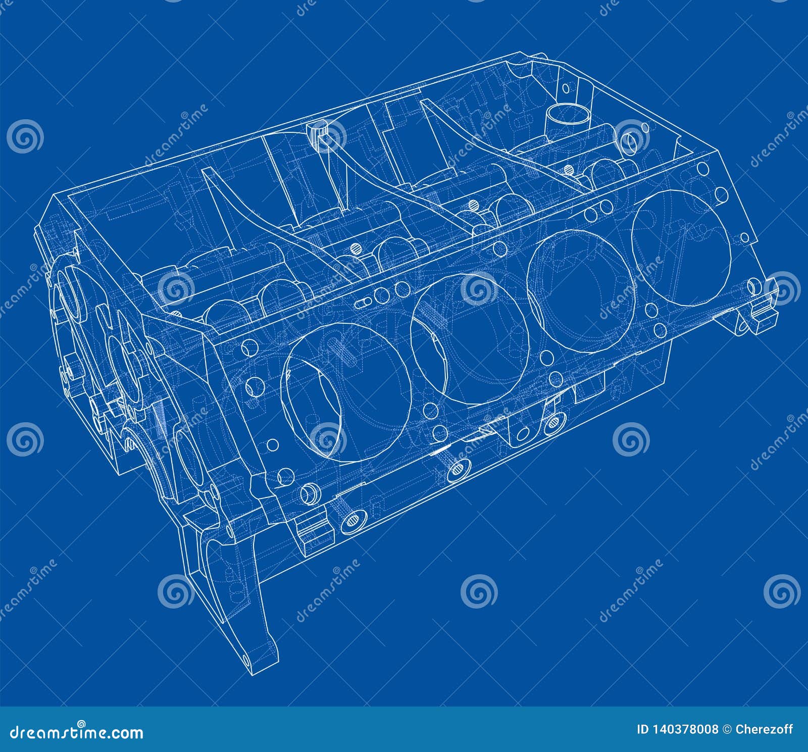 Engine Block Sketch. Vector Rendering of 3d Stock Vector - Illustration ...