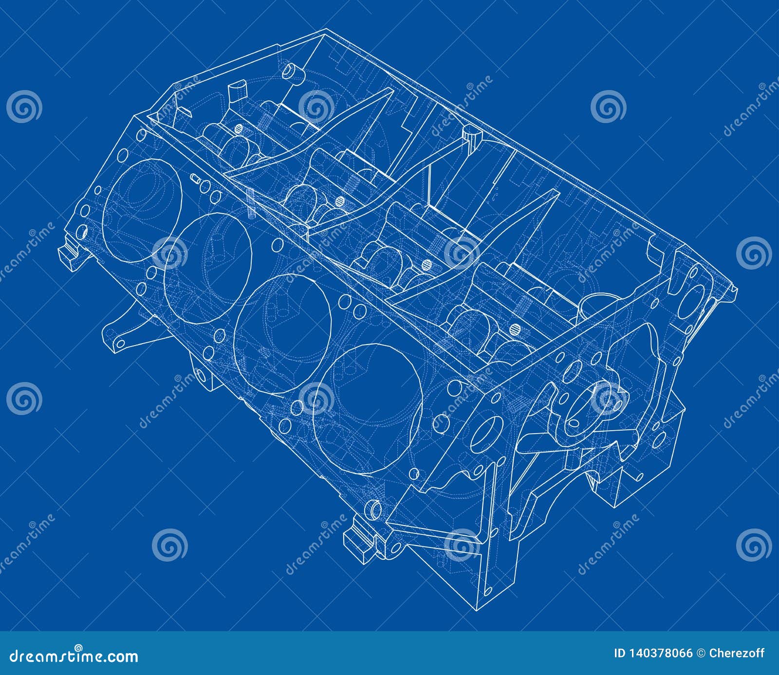 Engine Block Sketch. Vector Rendering of 3d Stock Vector - Illustration ...