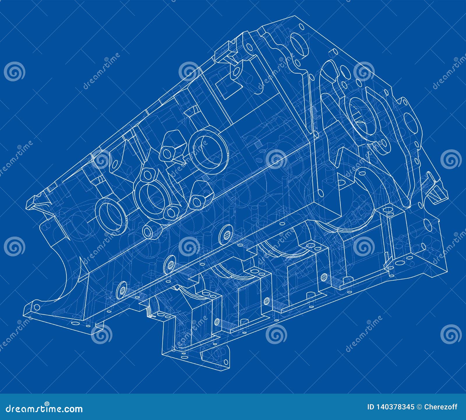 Engine Block Sketch. Vector Rendering of 3d Stock Vector - Illustration ...