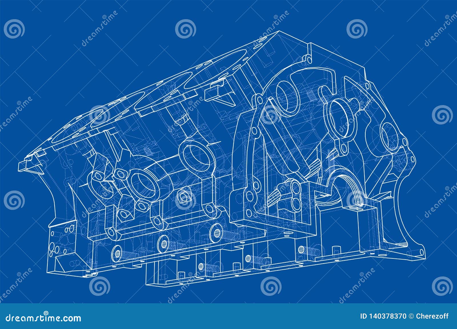Engine Block Sketch. Vector Rendering of 3d Stock Vector - Illustration ...