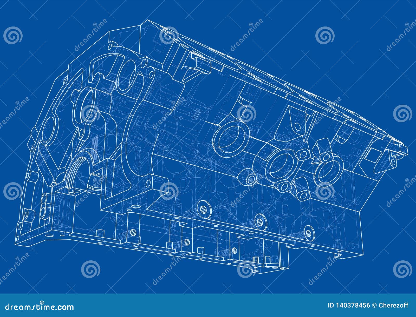 Engine Block Sketch. Vector Rendering of 3d Stock Vector - Illustration ...