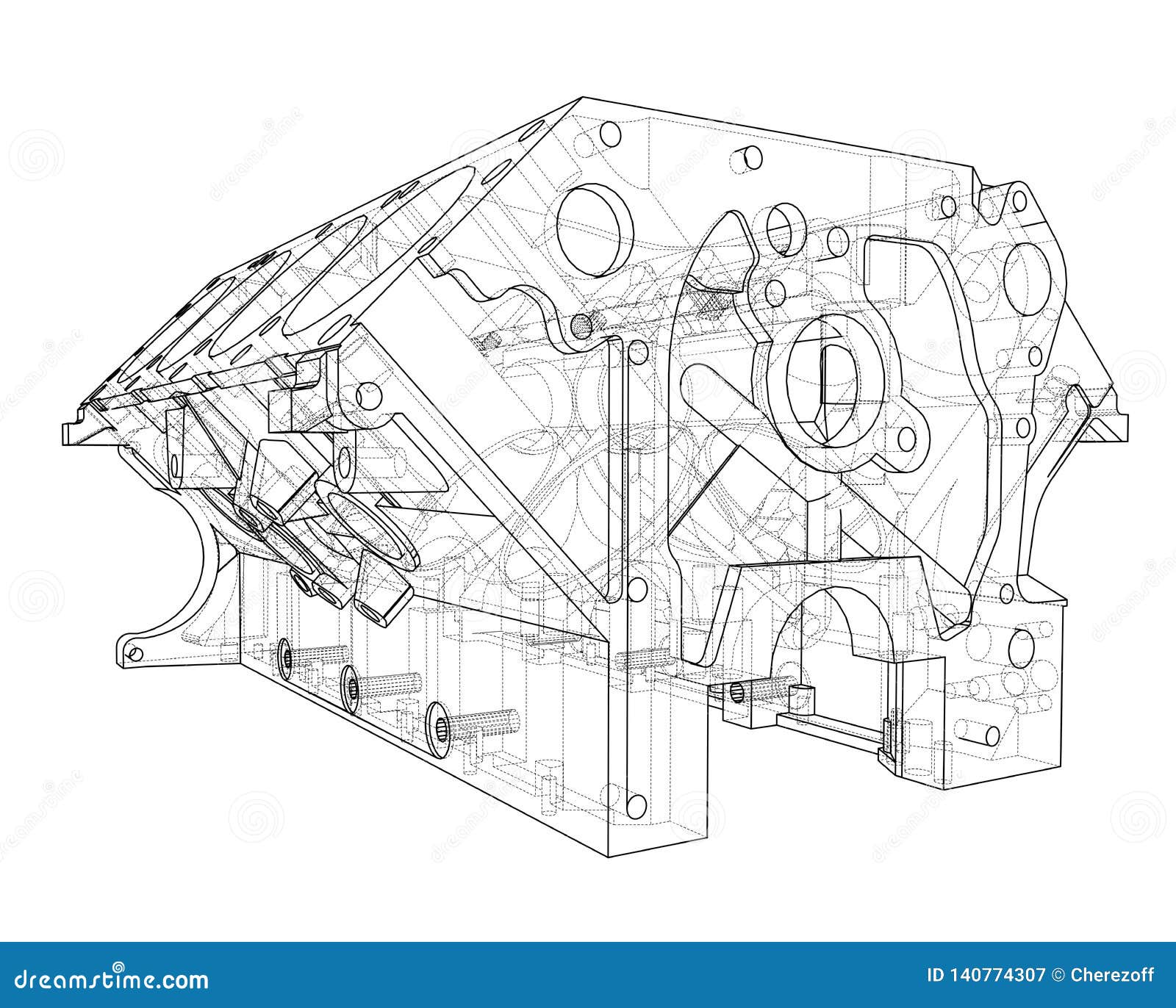Engine Block Sketch. Vector Rendering of 3d Stock Vector - Illustration ...