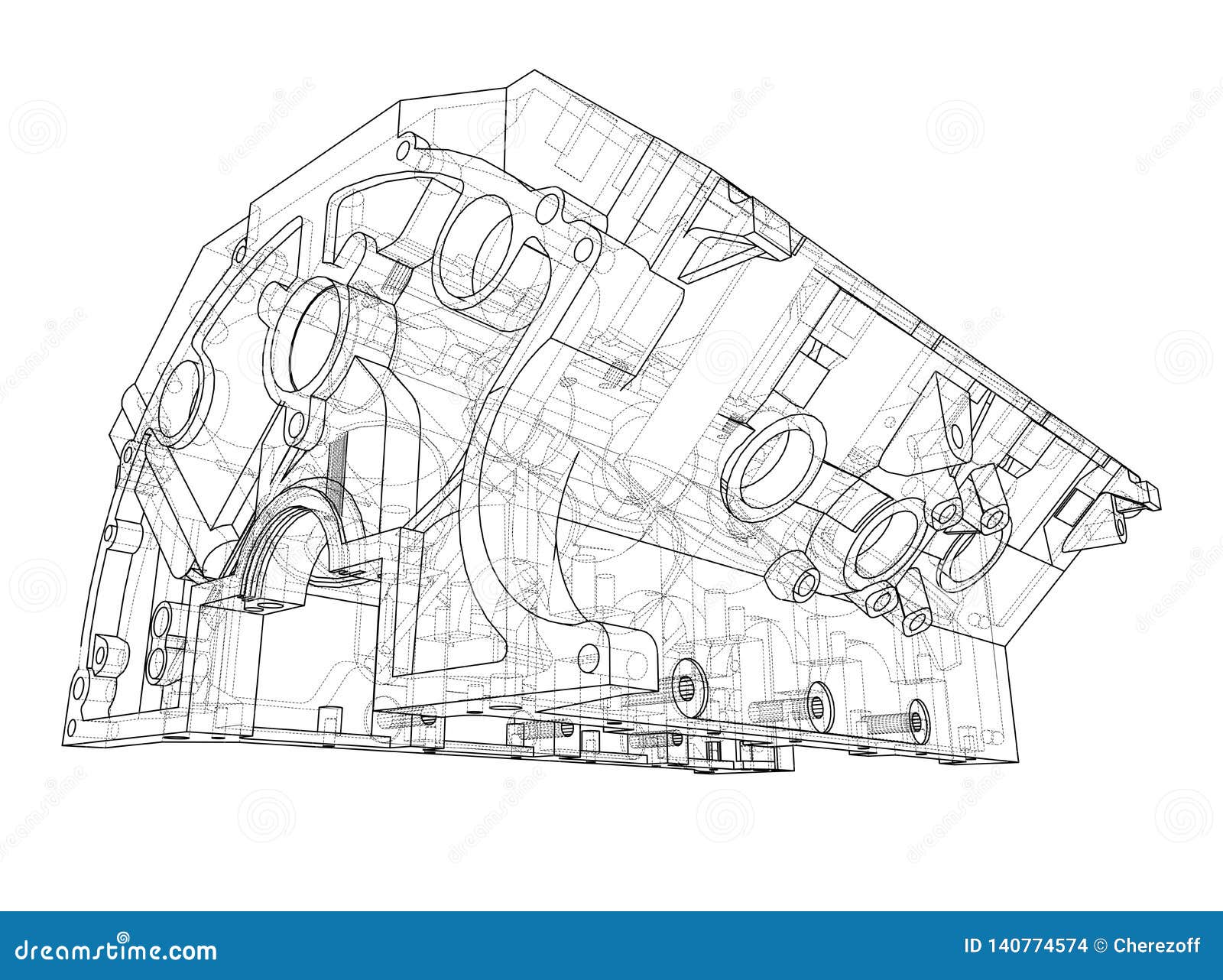 Engine Block Sketch. Vector Rendering of 3d Stock Vector - Illustration ...