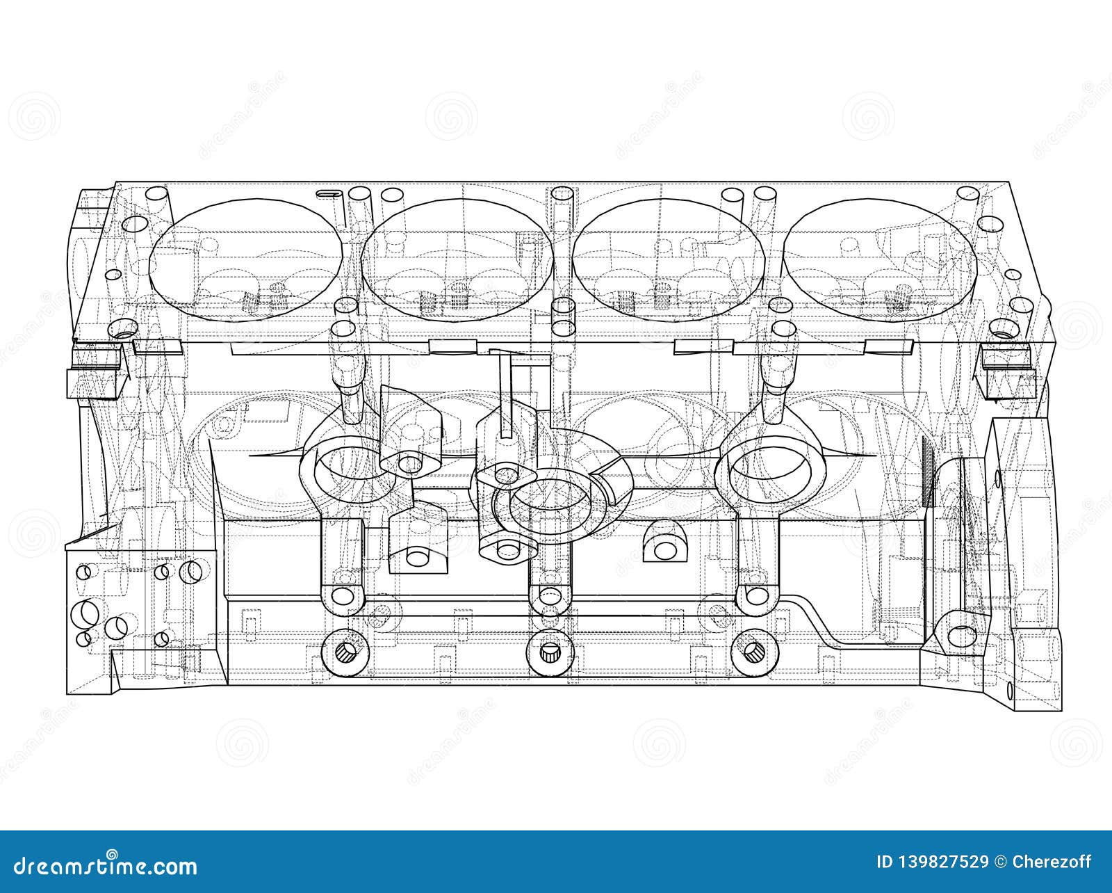 Engine Block Sketch. Vector Rendering of 3d Stock Vector - Illustration ...