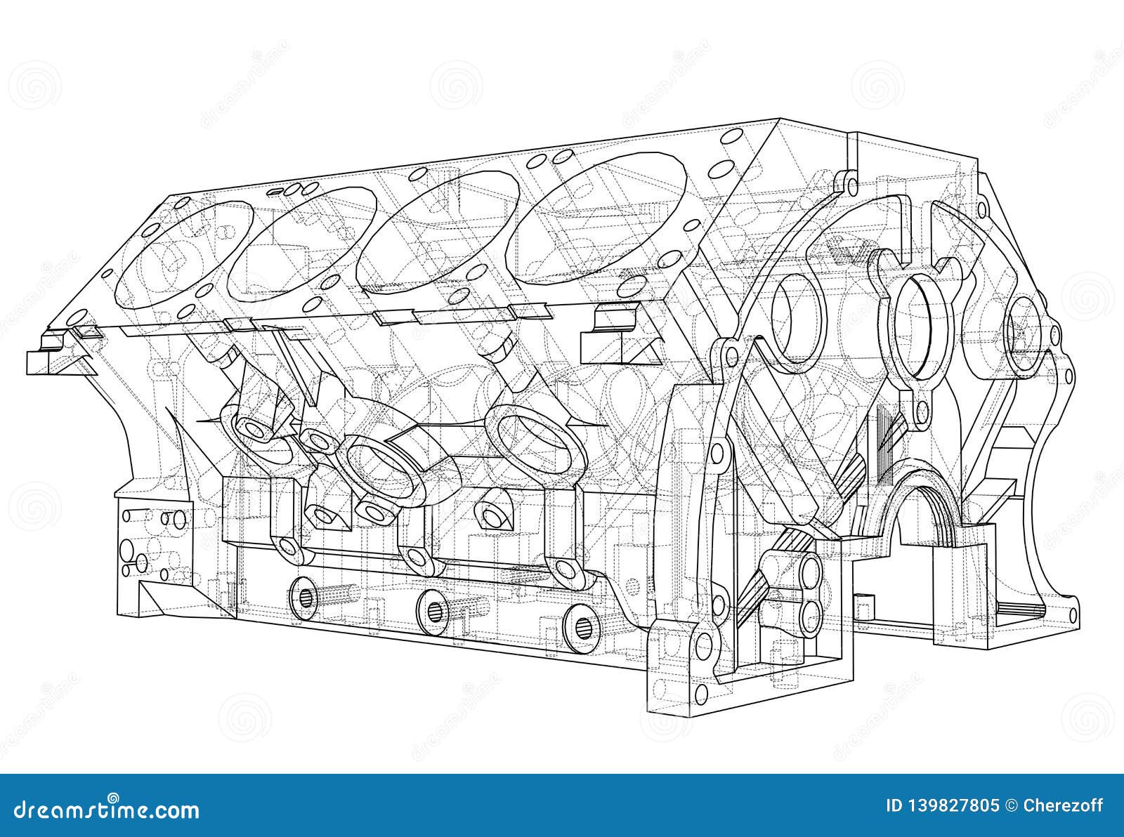 Engine Block Sketch. Vector Rendering of 3d Stock Vector - Illustration ...