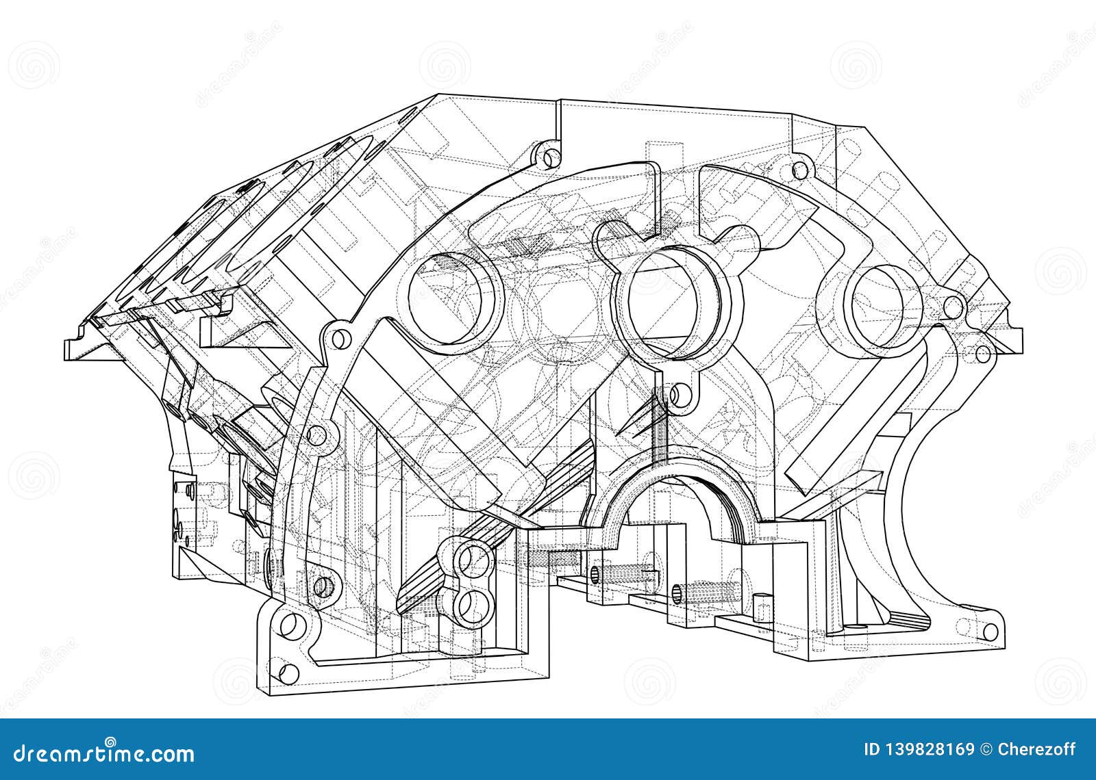 Engine Block Sketch. Vector Rendering of 3d Stock Vector - Illustration ...