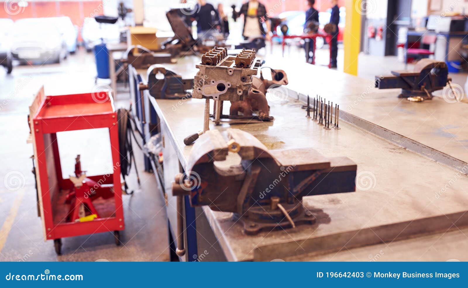 Engine Block on Workbench in Garage Waiting To Be Worked on Stock Image ...