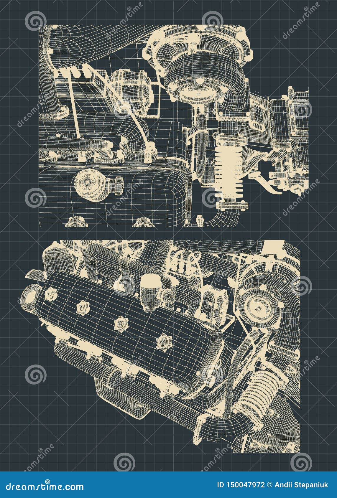 Engine Blueprints Illustration Stock Vector - Illustration of drawing ...