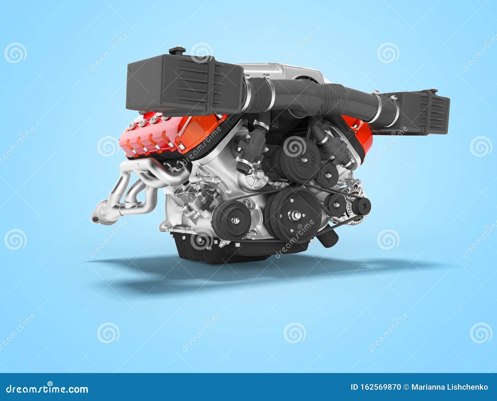 Engine for Car Assembly 3D Render on Blue Background with Shadow Stock ...