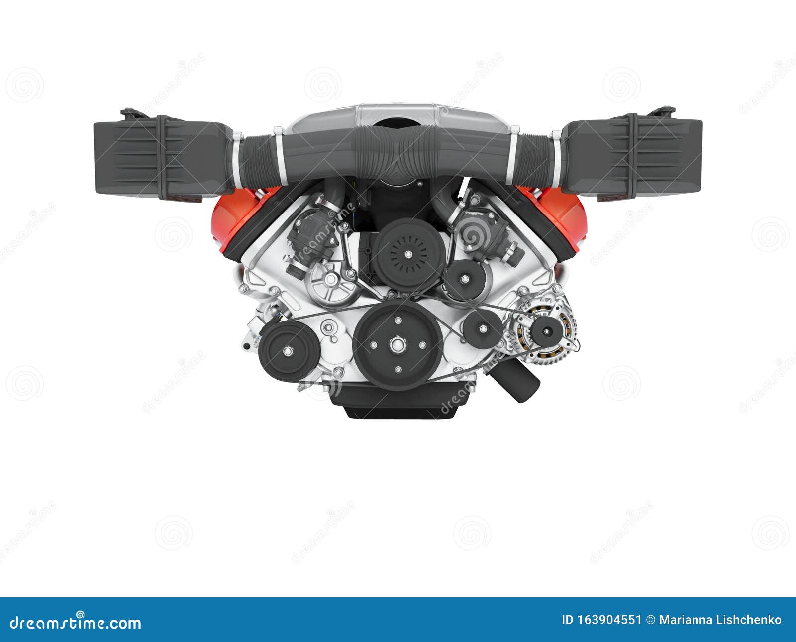 Engine for Car Assembly Front View 3D Render on White Background No ...