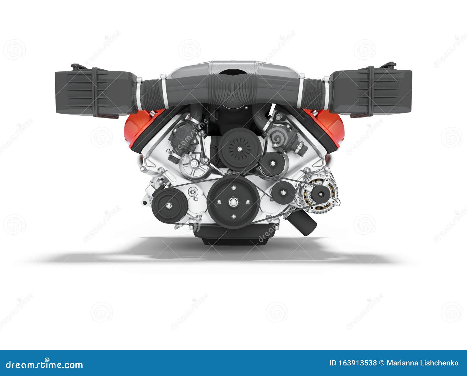 Engine for Car Assembly Front View 3D Render on White Background with ...