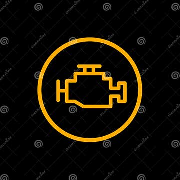 Engine Car Check Icon. Car Vector Dashboard Engine Silhouette Alert ...