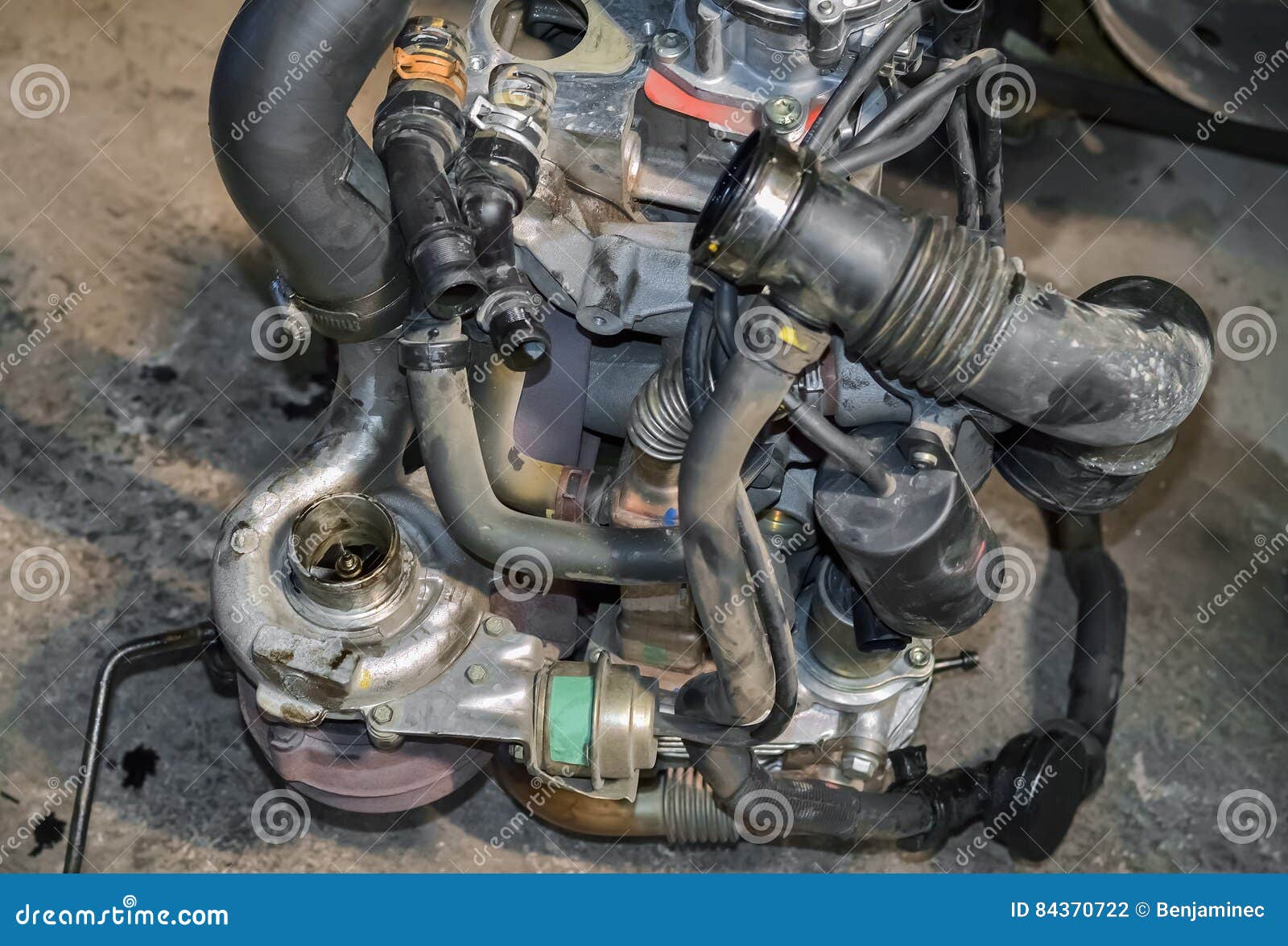 Dismantled Car Engine Under Bonnet With Dirty Details Stock Image ...