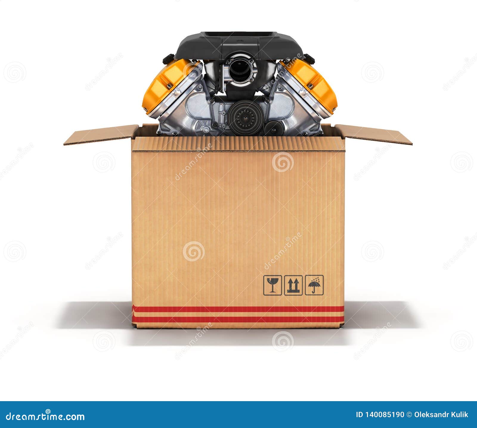 Engine in a Cardboard Box 3d Stock Illustration - Illustration of ...