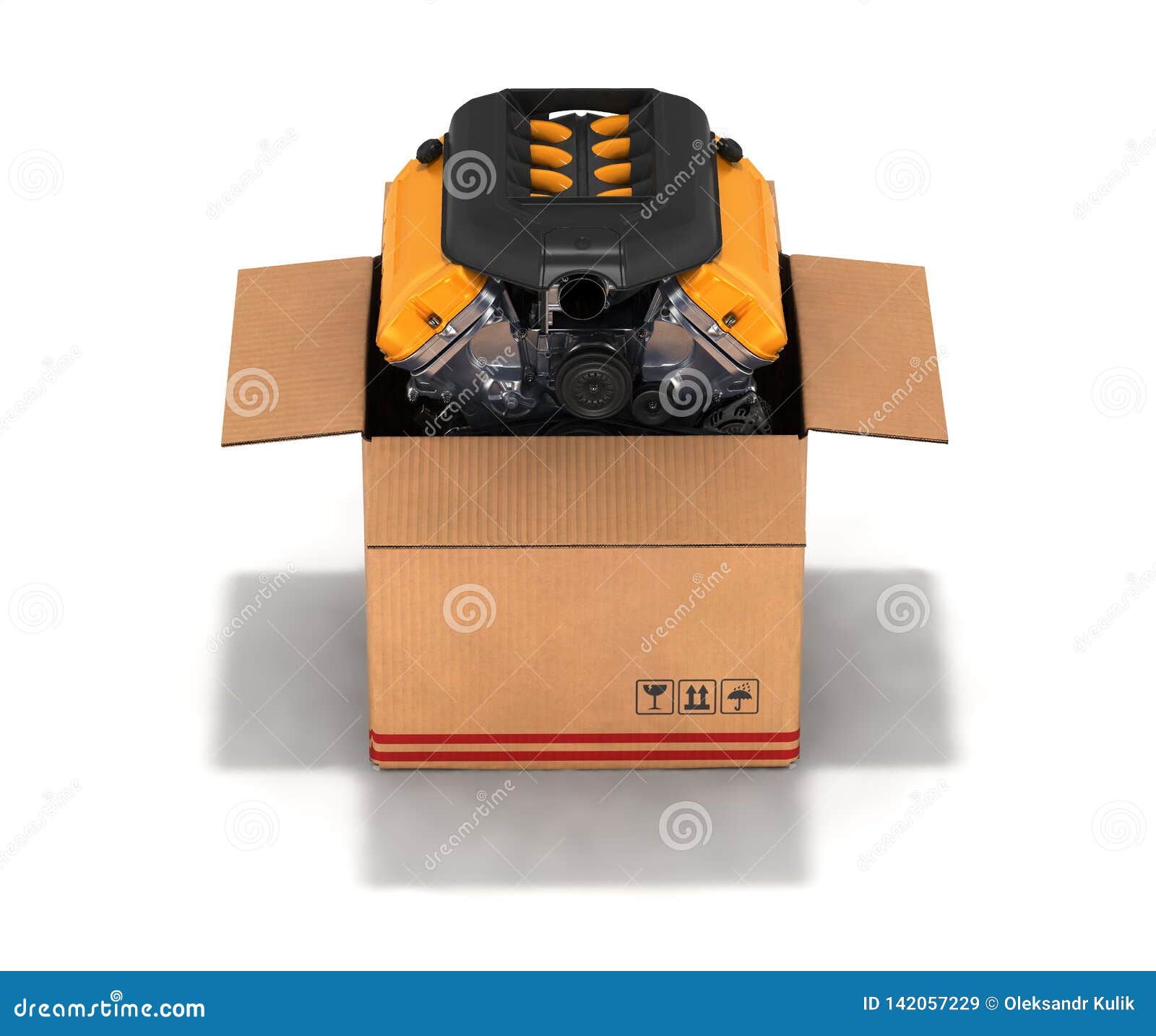 Engine in a Cardboard Box 3d Stock Illustration - Illustration of post ...