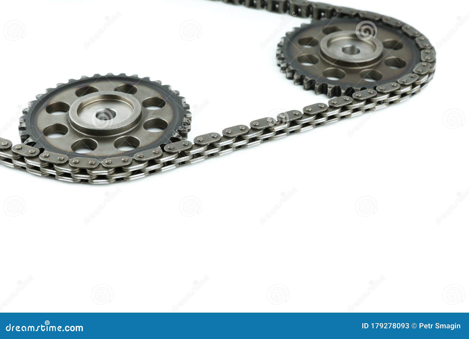 Engine Chain and Gears on White Background Stock Image - Image of ...