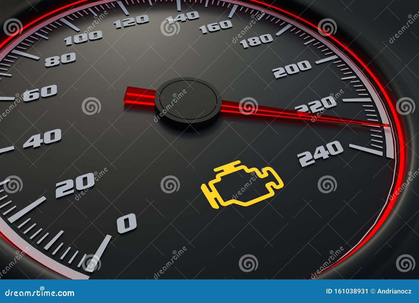 Engine Check Light on Car Dashboard Stock Illustration - Illustration ...