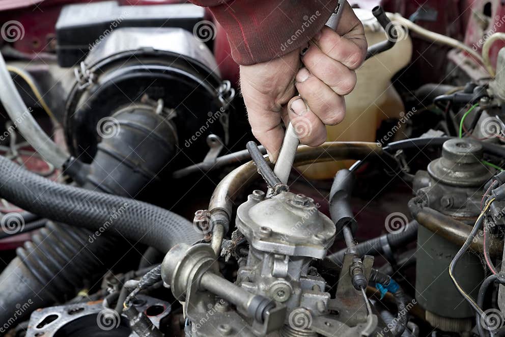 Engine check up stock image. Image of garage, hand, motor - 21905169