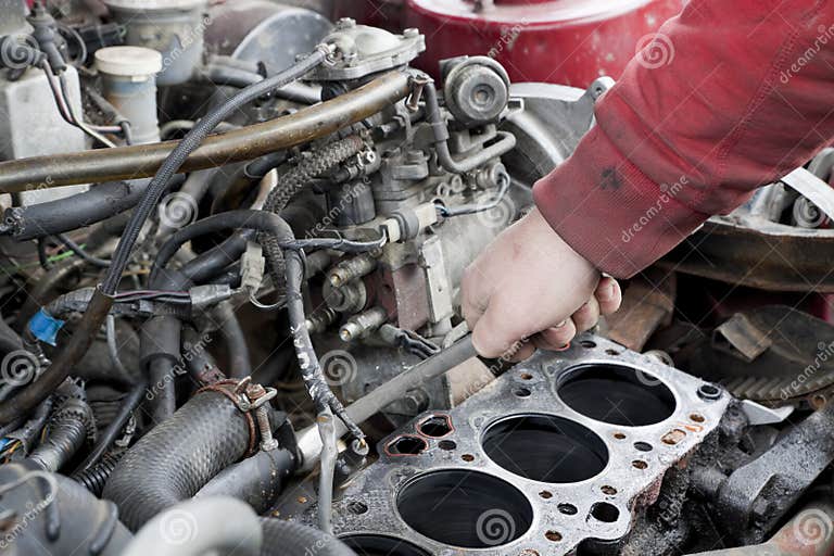 Engine check up stock image. Image of repairer, test - 21917587