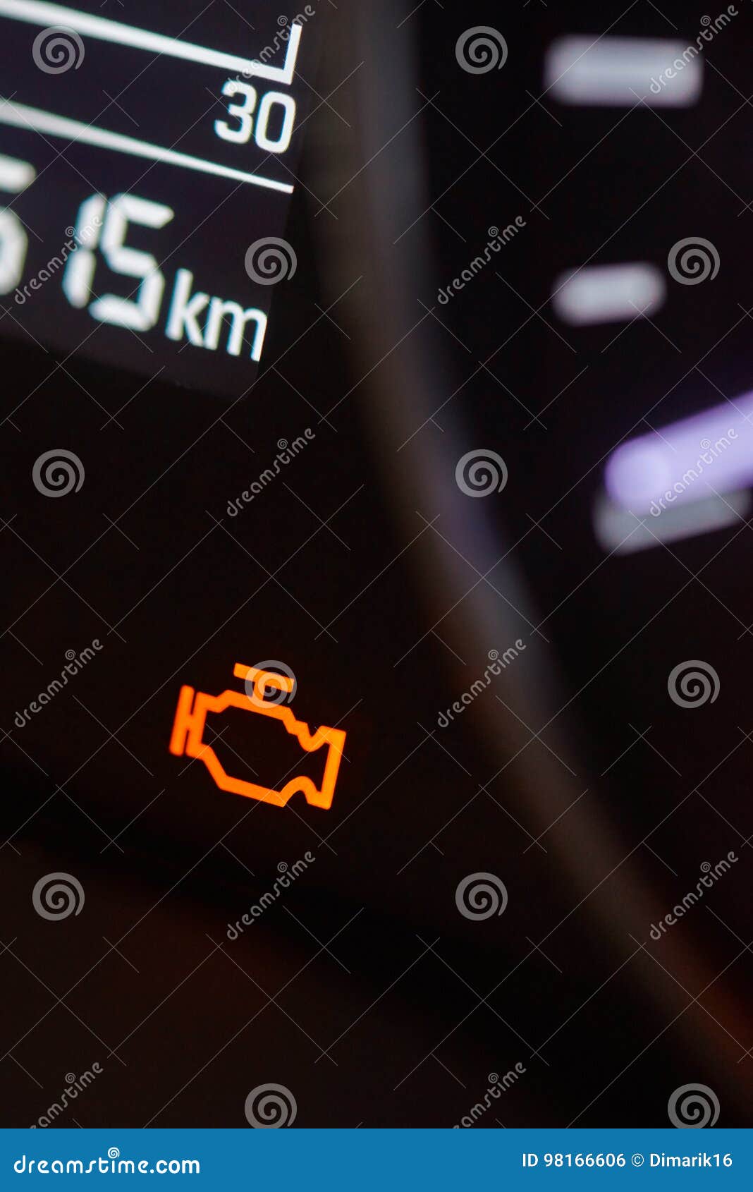 Engine check warning sign stock photo. Image of light - 98166606