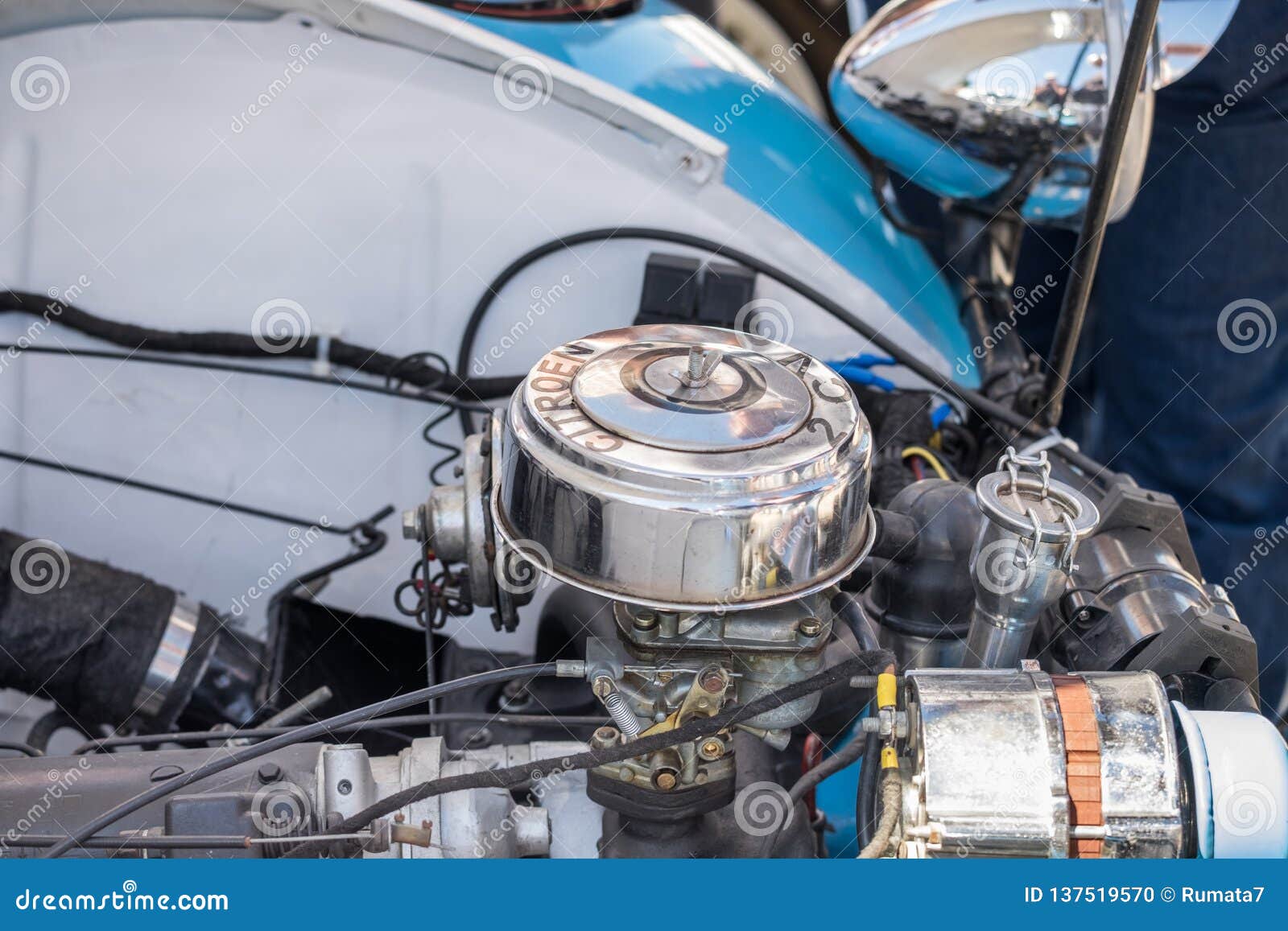 Engine of Citroen 2CV Presented on Oldtimer Car Show, Israel Stock ...
