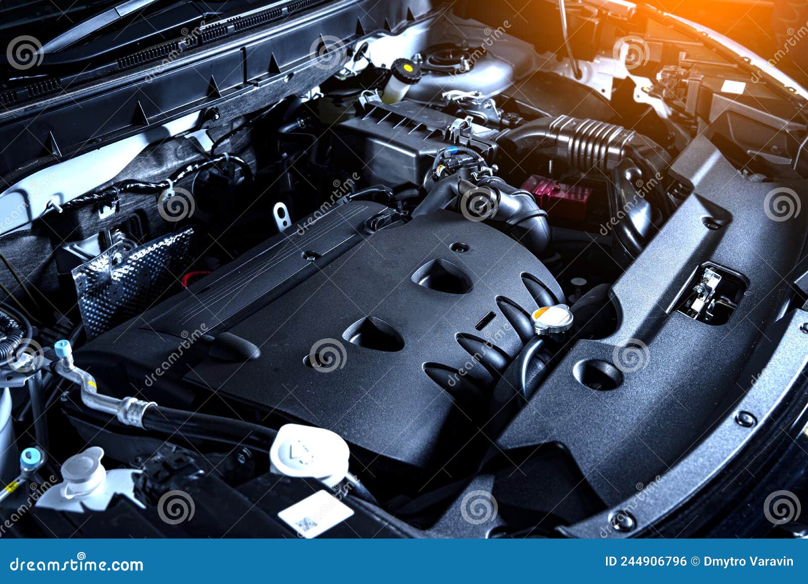 Engine Compartment of a Modern Car Stock Photo - Image of maintenance ...