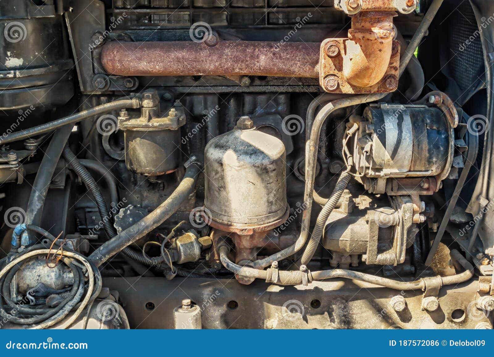 Engine Compartment of an Old Tractor, Close Up Stock Photo - Image of ...