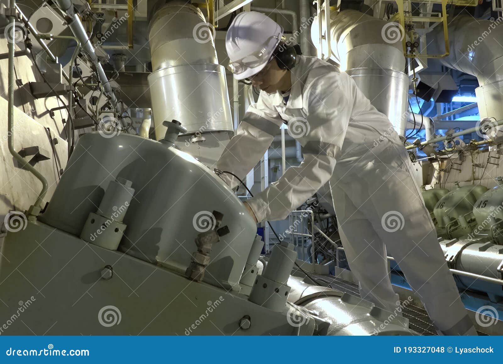 Murmansk, Russia - June 24, 2019:the Engine Compartment of the Ship ...