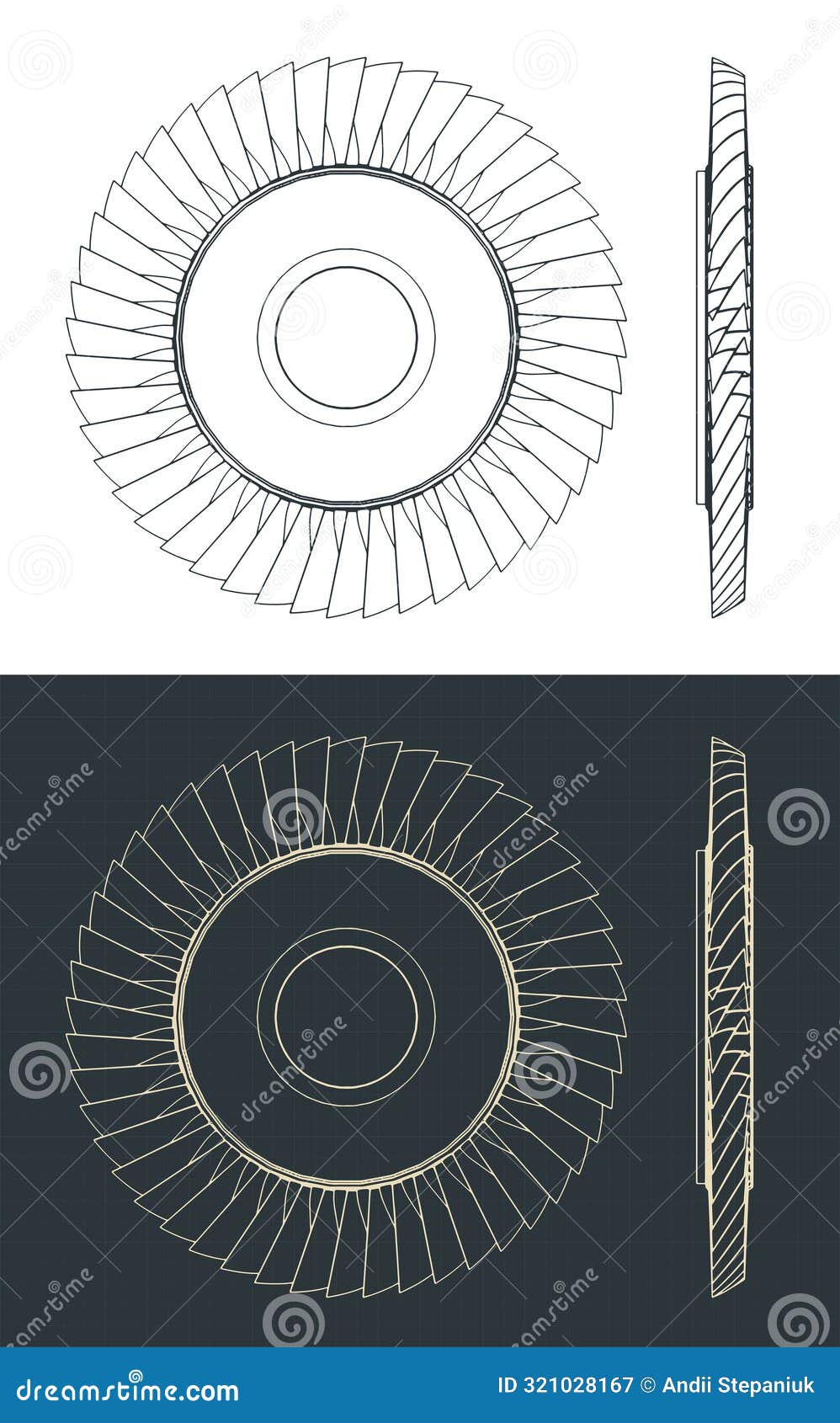 Engine Compressor Blisk Drawing Cartoon Vector | CartoonDealer.com ...