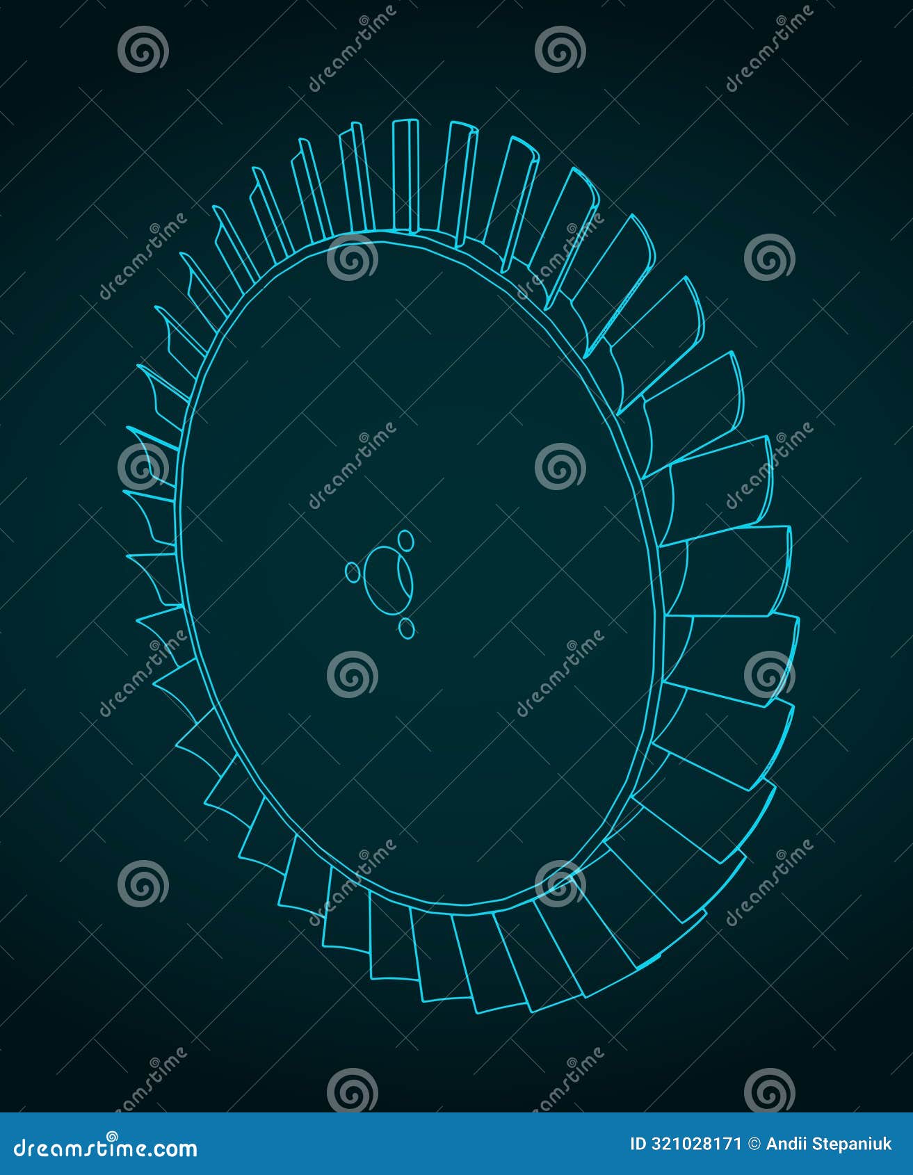 Engine Compressor Blisk Drawing Stock Vector - Illustration of ...