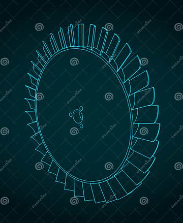 Engine Compressor Blisk Drawing Stock Vector - Illustration of ...