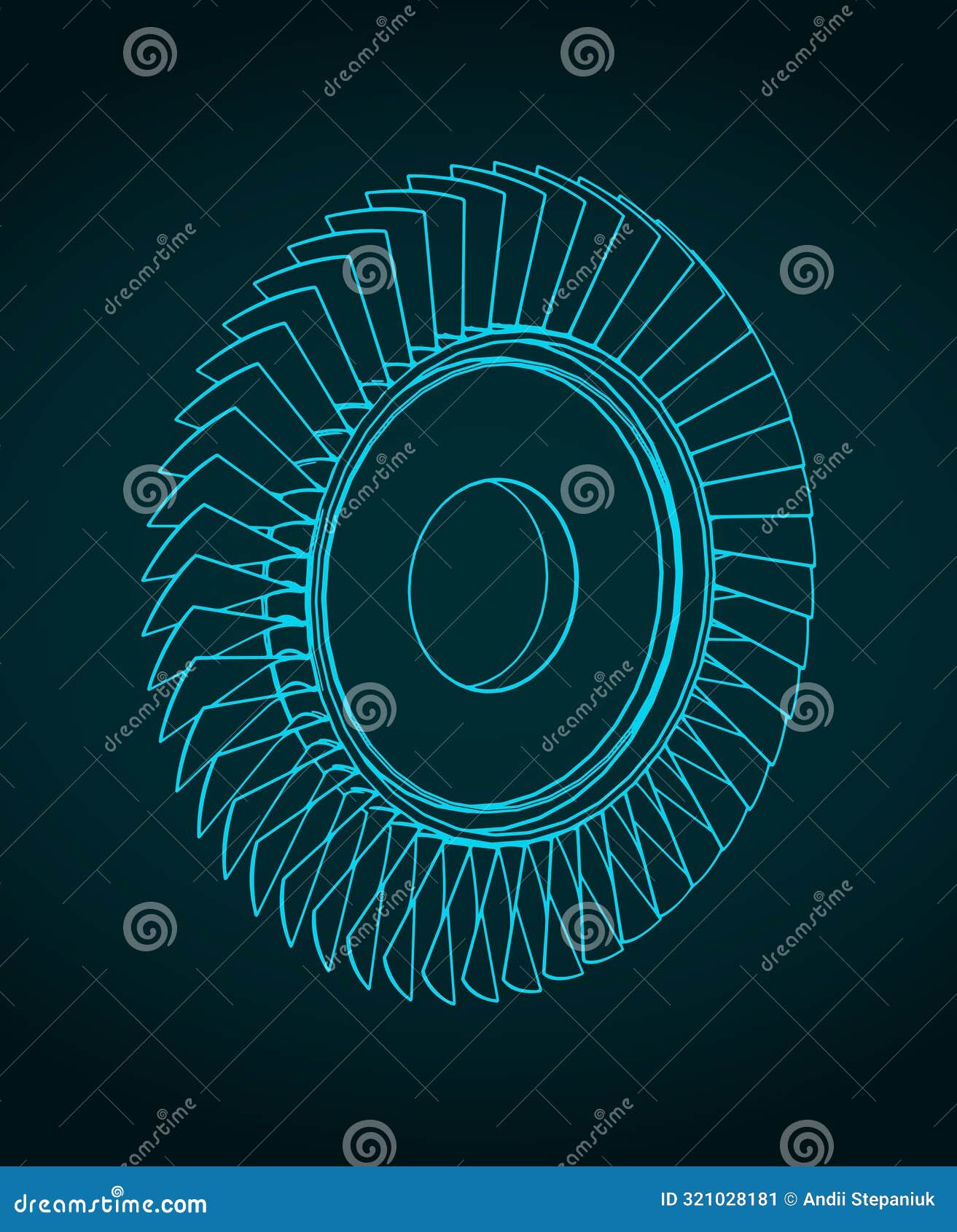 Engine Compressor Blisk Isometric Blueprint Stock Vector - Illustration ...