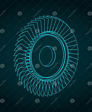 Engine Compressor Blisk Isometric Blueprint Stock Vector - Illustration of mechanical, turbine ...