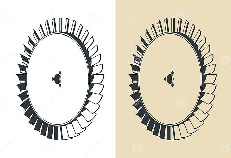 Engine compressor blisk stock vector. Illustration of sketch - 321028190