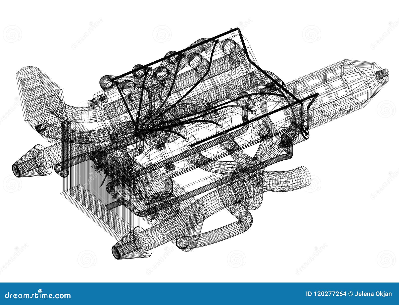 Engine Concept - Architect Blueprint - Isolated Stock Illustration ...