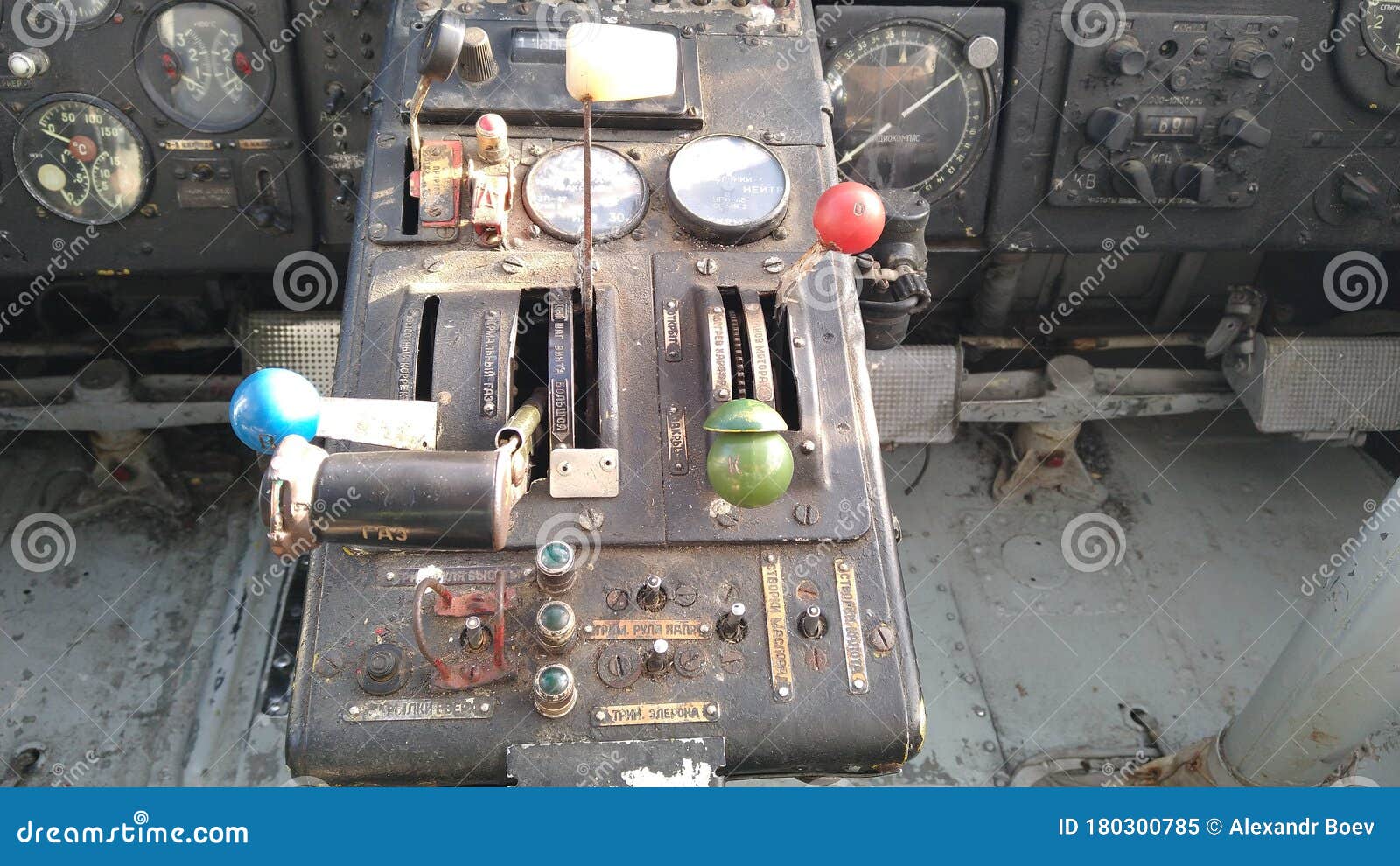 Engine Control Panel of an Old Airplane Stock Image - Image of industry ...