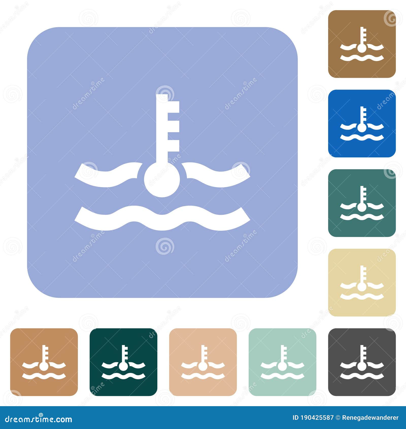 Engine Coolant Temperature Indicator Rounded Square Flat Icons Stock ...