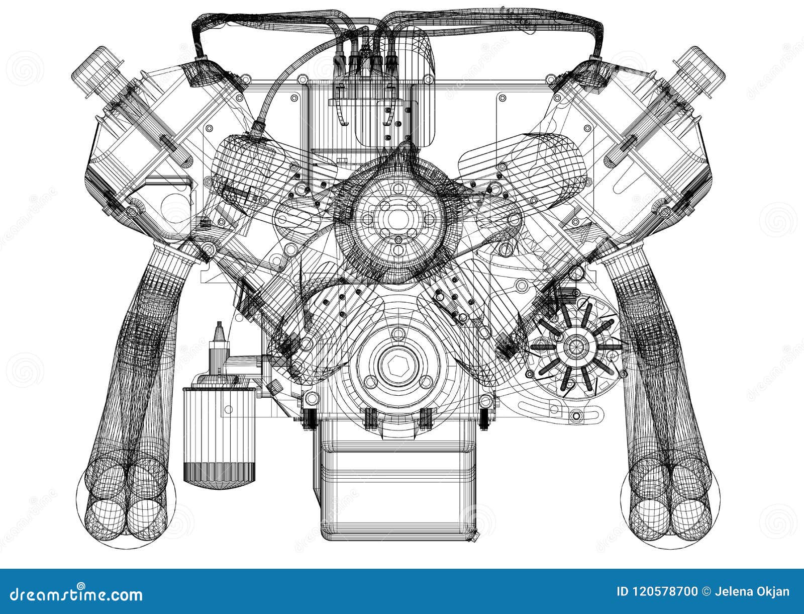 Engine Design Architect Blueprint - Isolated Stock Illustration ...